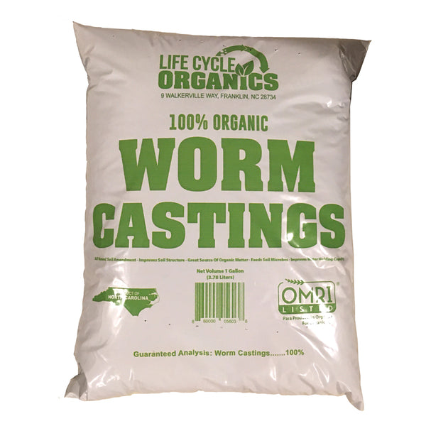 100% Organic Worm Castings - 1 Gallon Bag - Life-Cycle-Organics